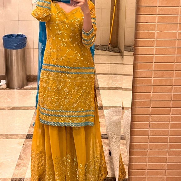 Dresses | Original Pic Georgette Embroidered Garara With Front And Back ...